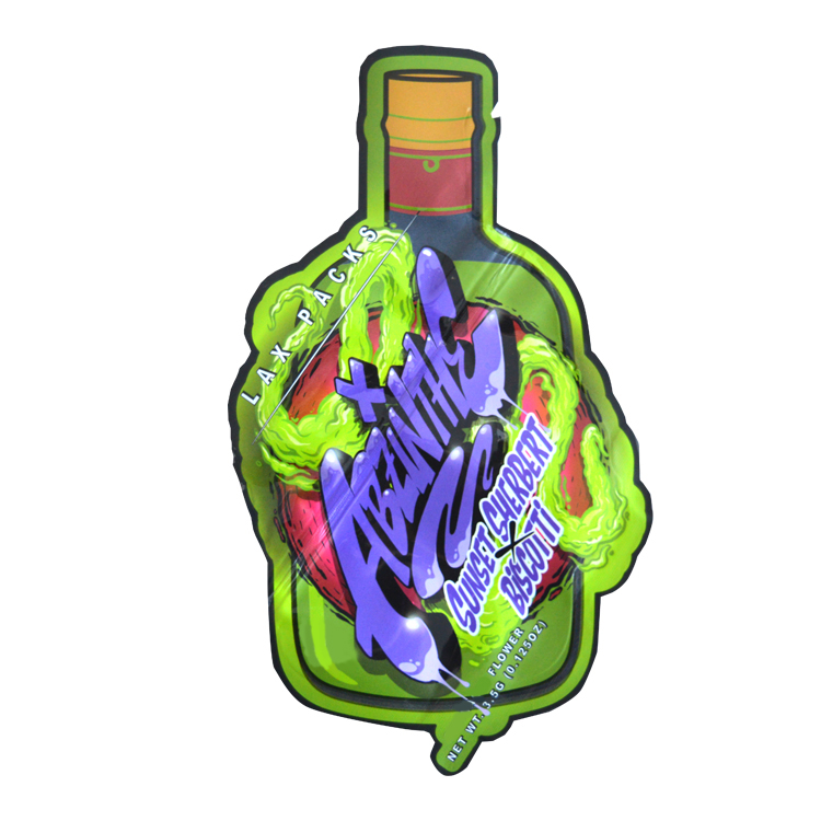 Custom Die Cut Plastic Bags Holographic Weed Packaging Cannabis Tobacco ...