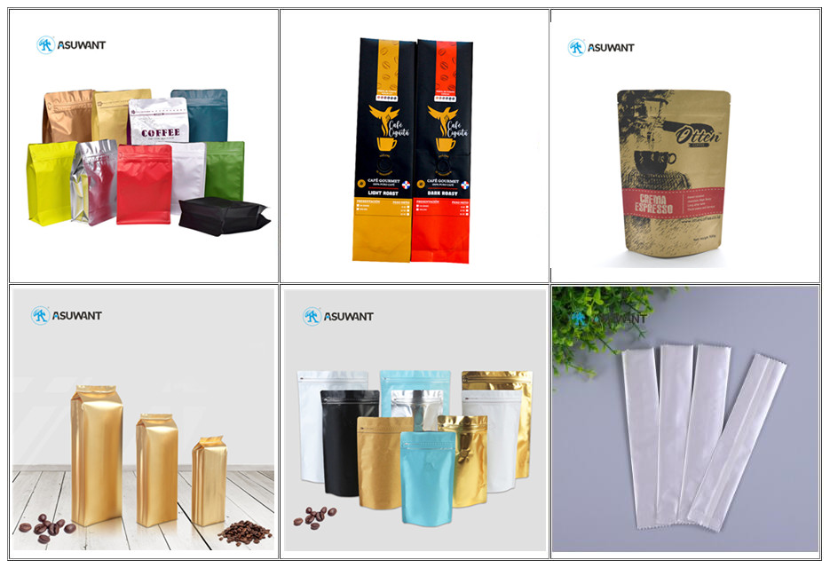 Custom Resealable Coffee Bean Stand Up Pouches Tea Bag Edible Food Dry ...